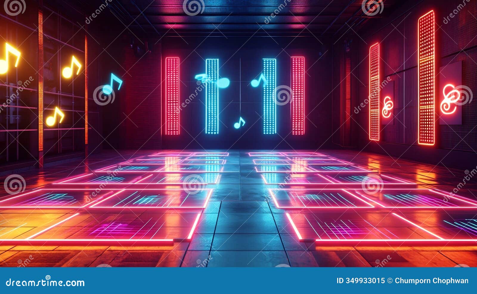 Futuristic Dance Studio with Vibrant LED Floors and Motion Activated ...