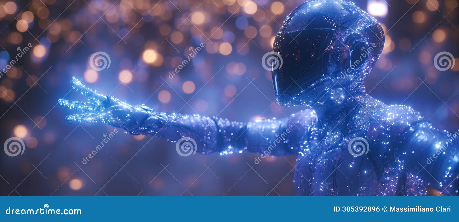 Futuristic Dancer in a High-tech Disco Suit, Performing in an Advanced ...