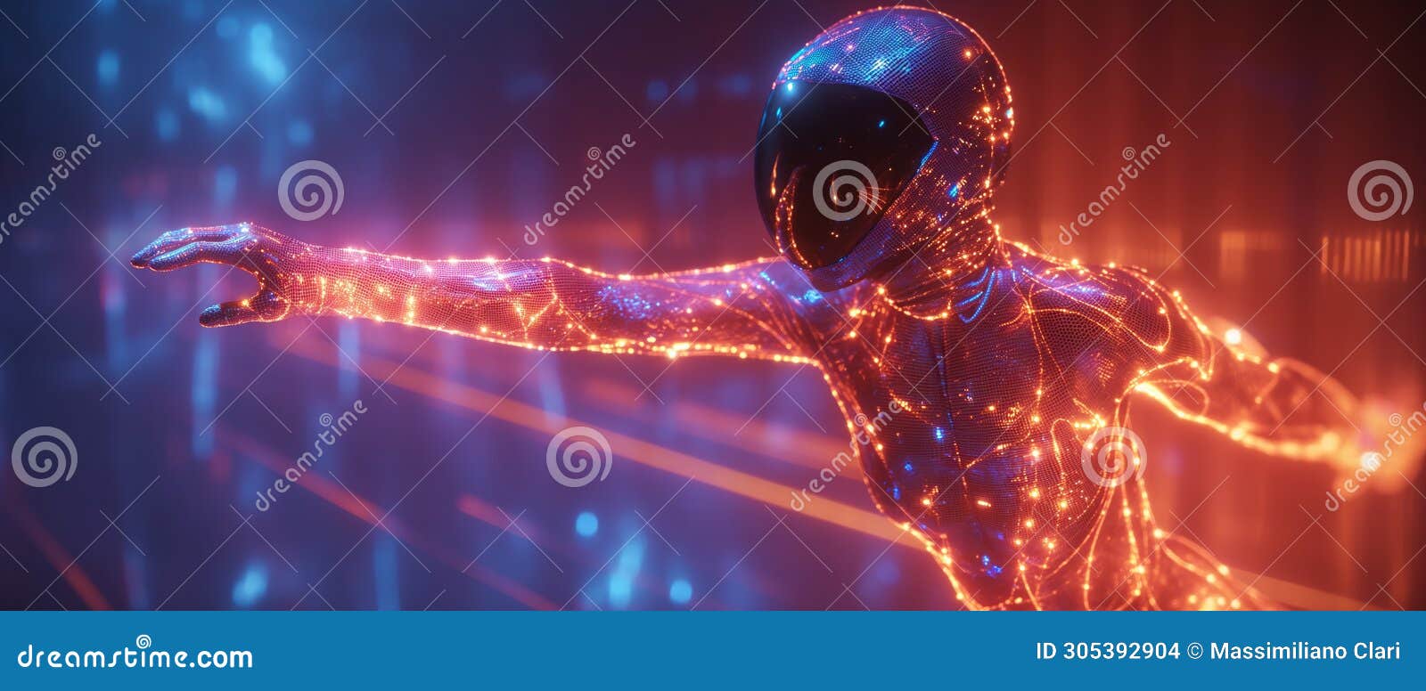 A Dancer In A Futuristic Club Neon Lights, Holograms, And Rhythmic ...