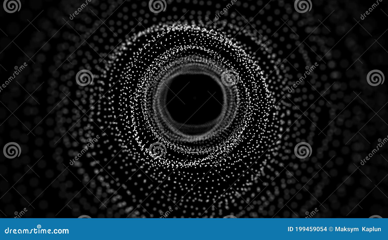 Futuristic Dark Funnel. Space Travel Tunnel. Abstract Black Wormhole ...