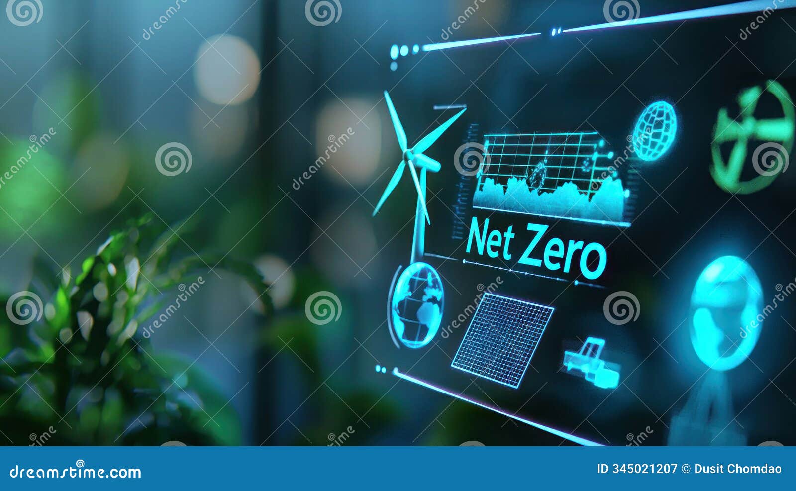 Futuristic Dashboard Displaying Net Zero Concepts with Graphs and Icons ...