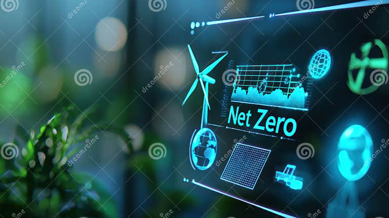 Futuristic Dashboard Displaying Net Zero Concepts with Graphs and Icons ...