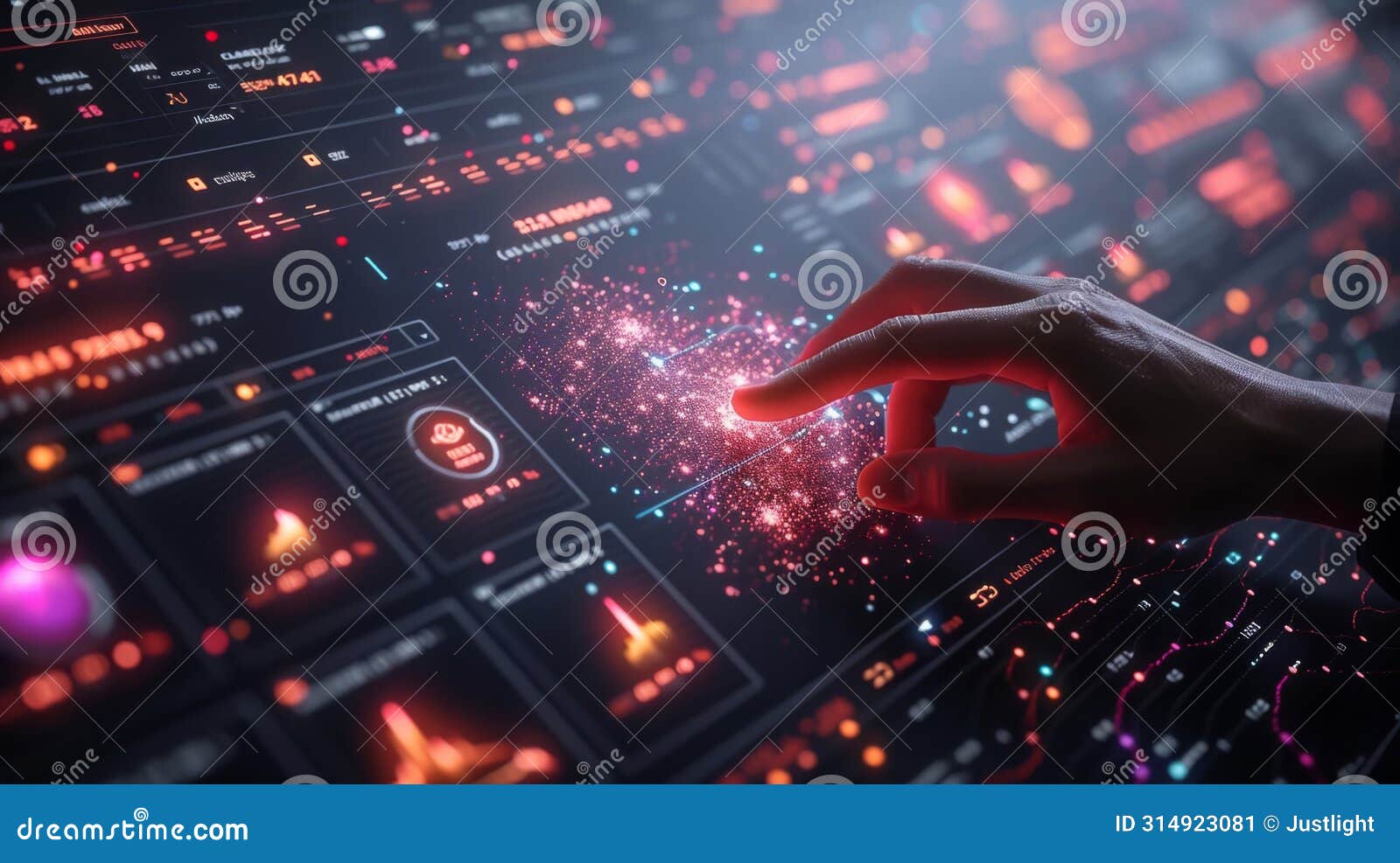 A Futuristic Dashboard Interface Displaying Various Financial Reports ...