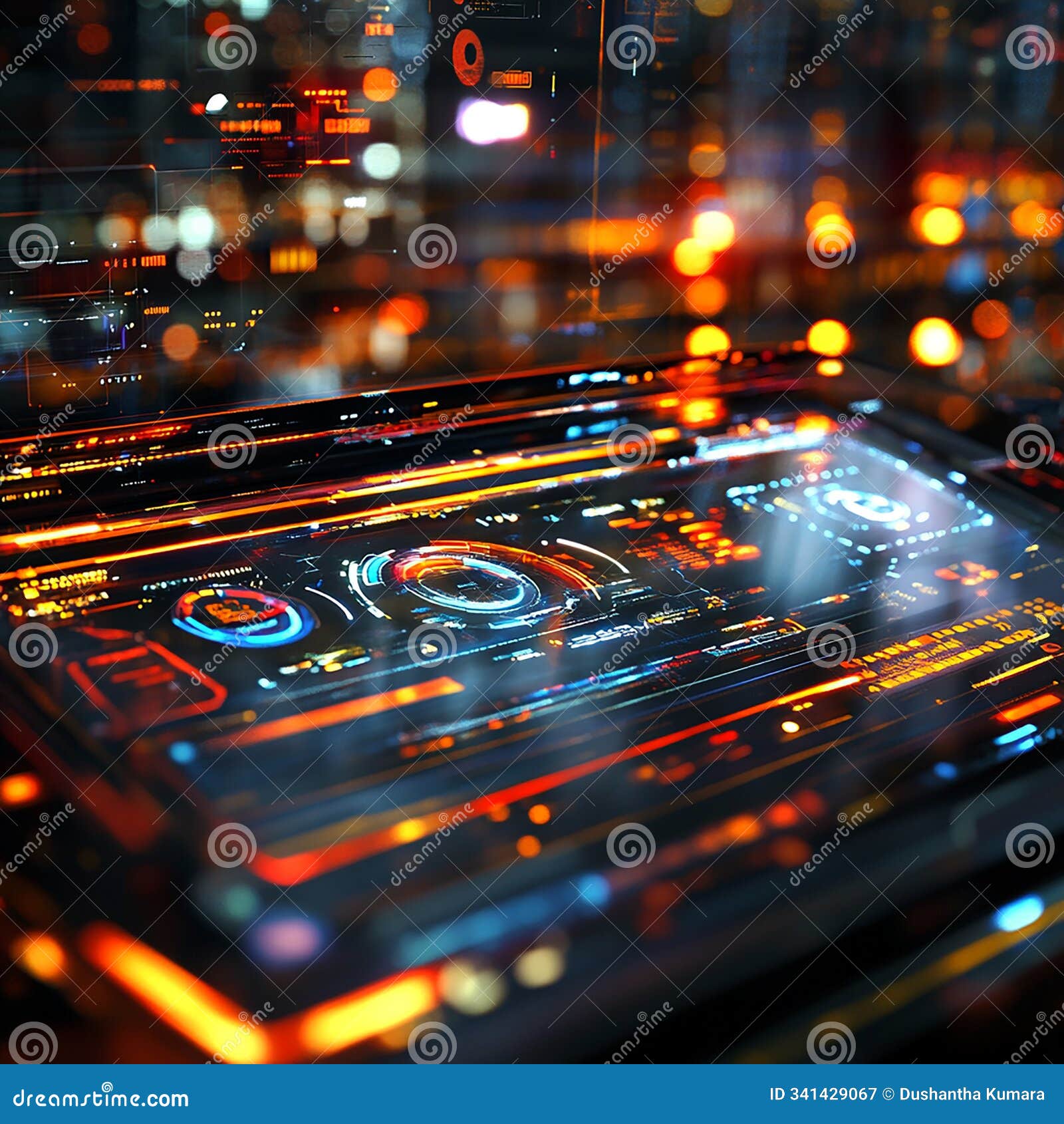 Futuristic Dashboard Interface with Transparent Elements Stock ...