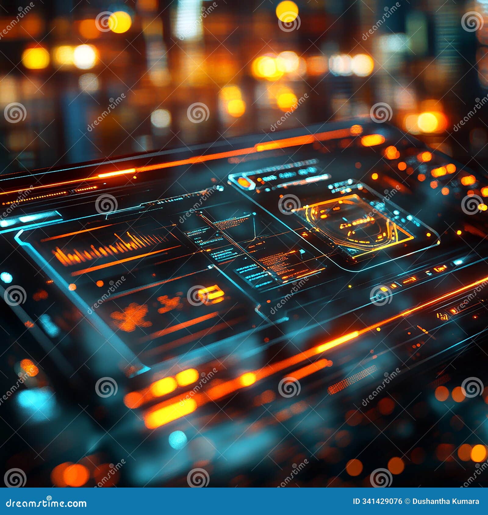 Futuristic Dashboard Interface with Transparent Elements Stock ...