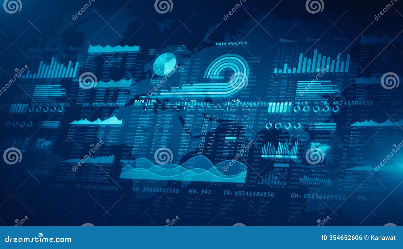 Futuristic Data Analysis Dashboard Graphics, Global Statistics, Pie ...