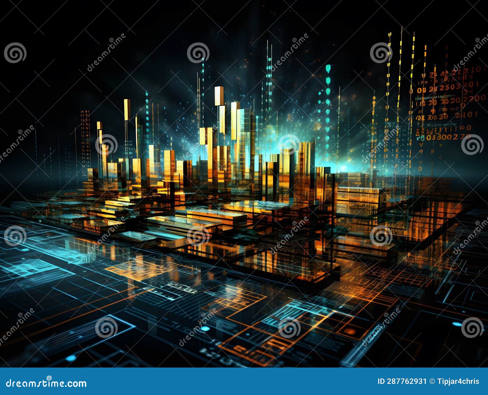 Futuristic Data Analytics: Abstract Digital Composition with Tech ...