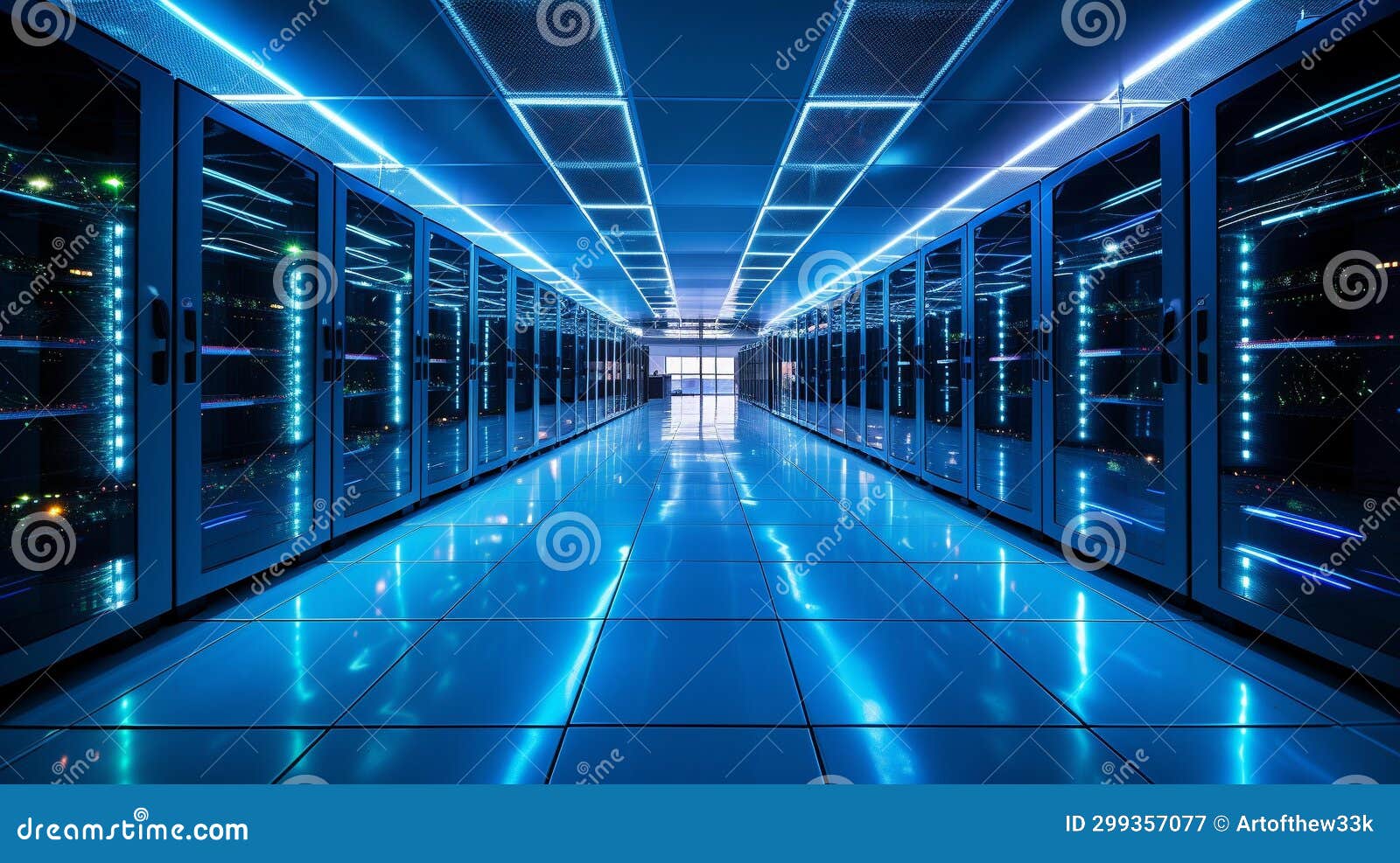 Futuristic Data Center: Cutting-Edge Servers in a Cityscape Oasis Stock ...