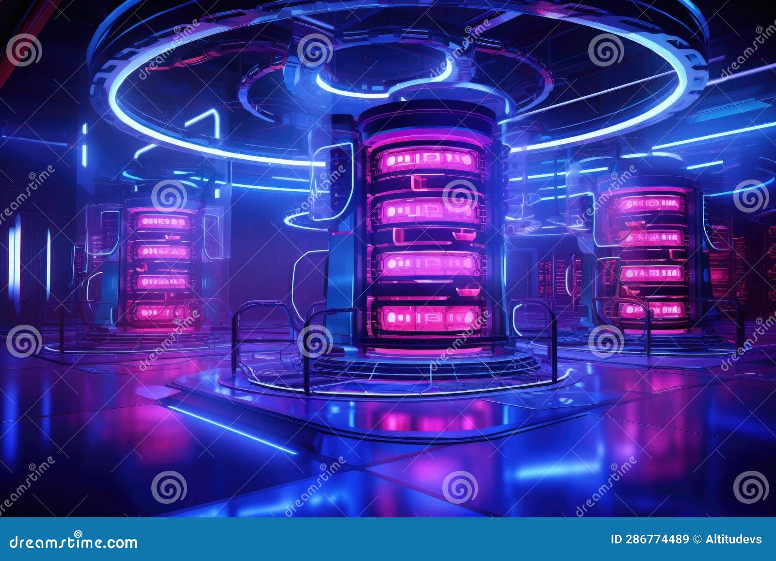 Futuristic Data Center with Glowing Dna Symbols Stock Image - Image of ...