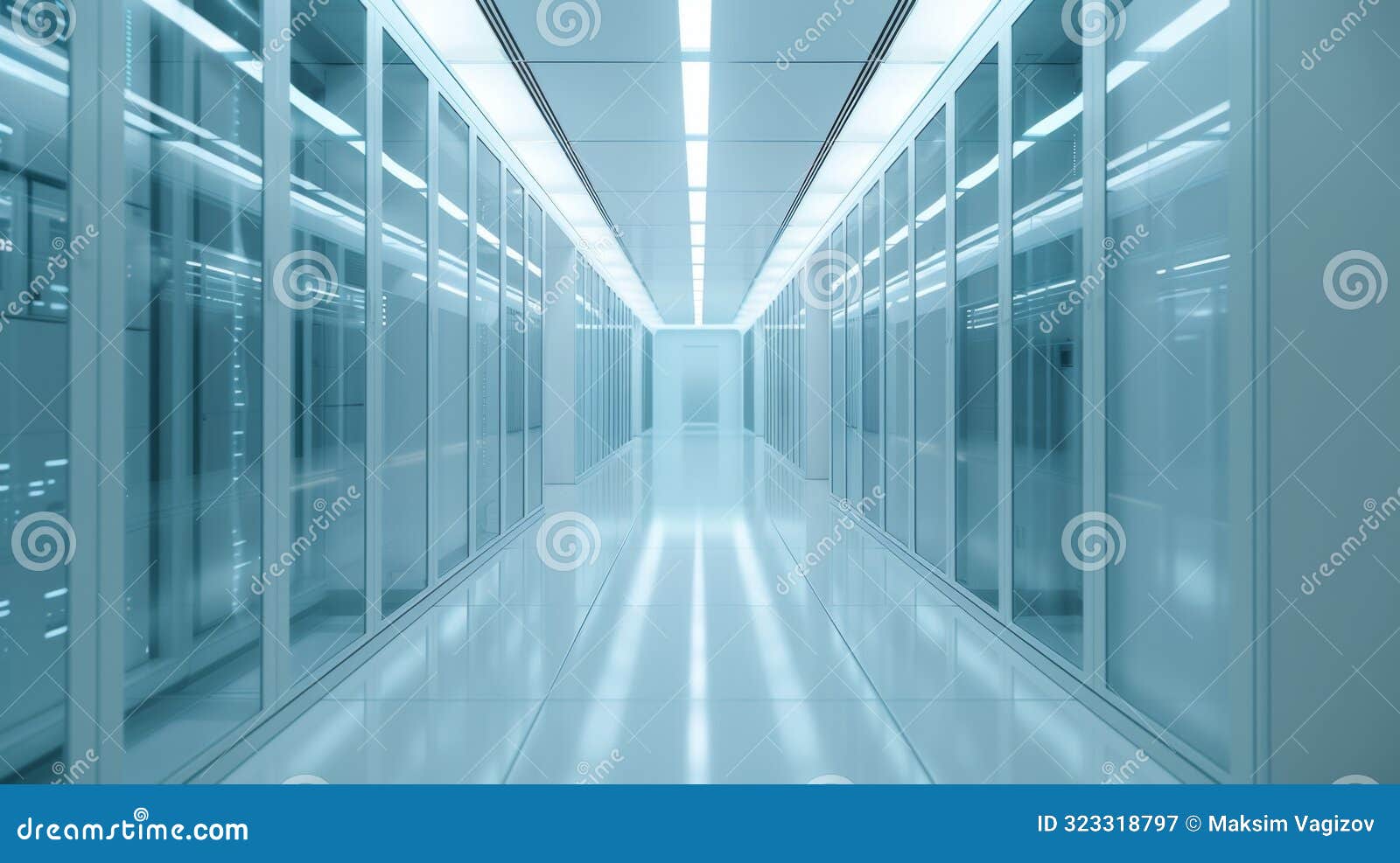 Futuristic Data Center Hallway - Generative AI Stock Image - Image of ...