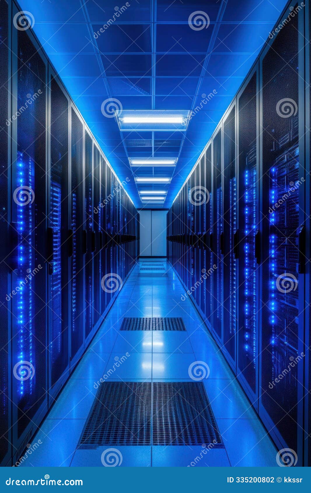 Futuristic Data Center, High-tech Data Center Featuring Glowing Server ...