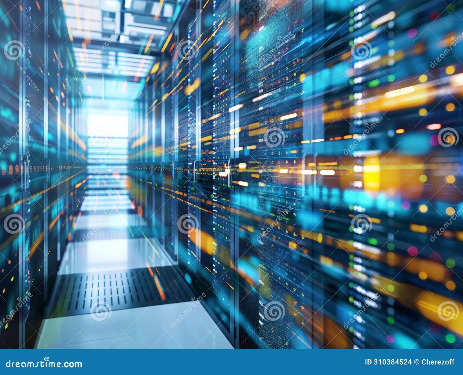 Futuristic Data Center stock photo. Image of corridor - 310384524