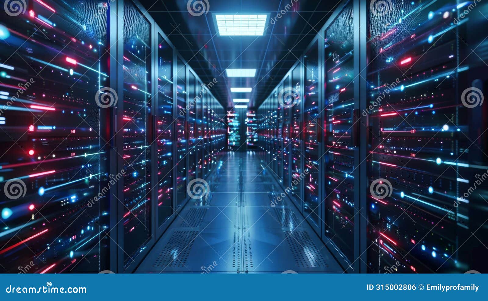 Futuristic Data Center with Illuminated Server Racks Stock Photo ...