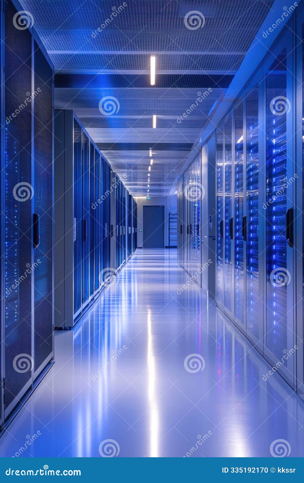 Futuristic Data Center, a Modern Data Center Featuring Glowing Server ...