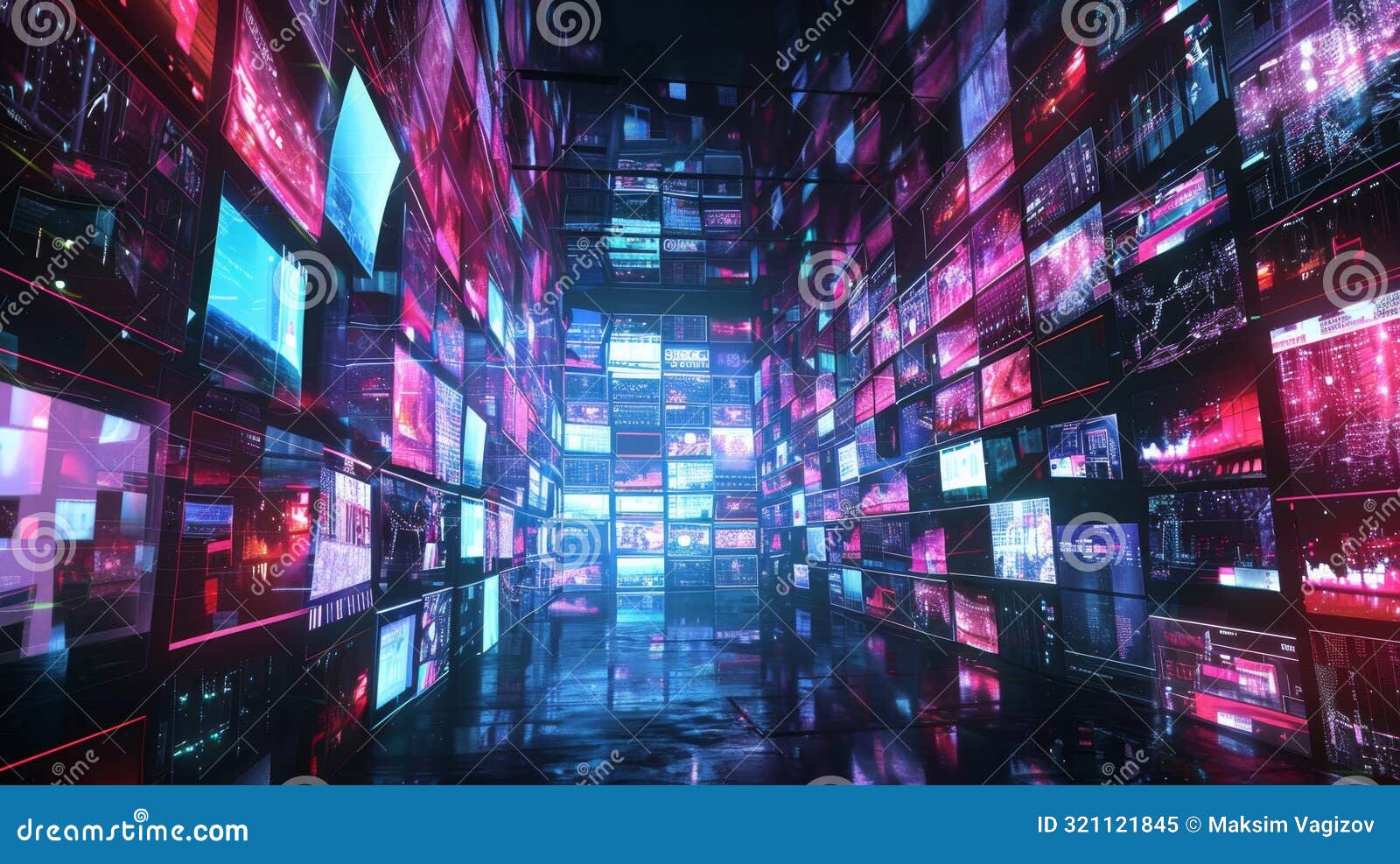 A Futuristic Data Center with Multiple Screens Displaying Information ... A Futuristic Data Center with Multiple Screens Displaying Information ...
