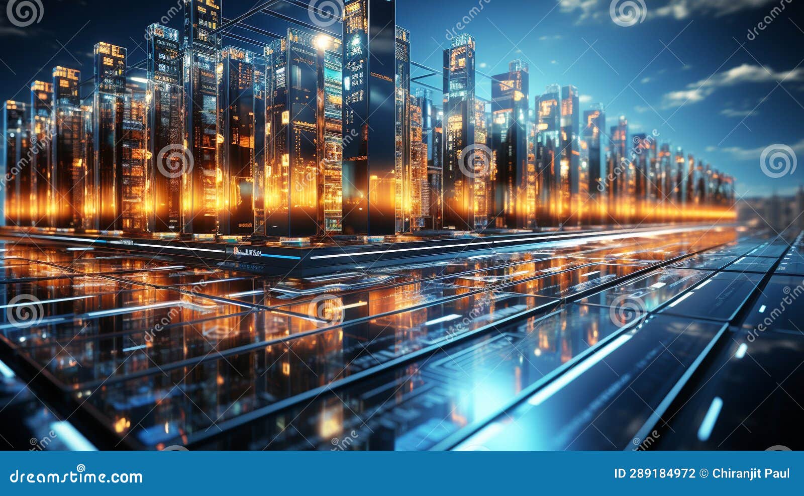 Futuristic Data Center with Network Servers in a Row Stock Photo ...