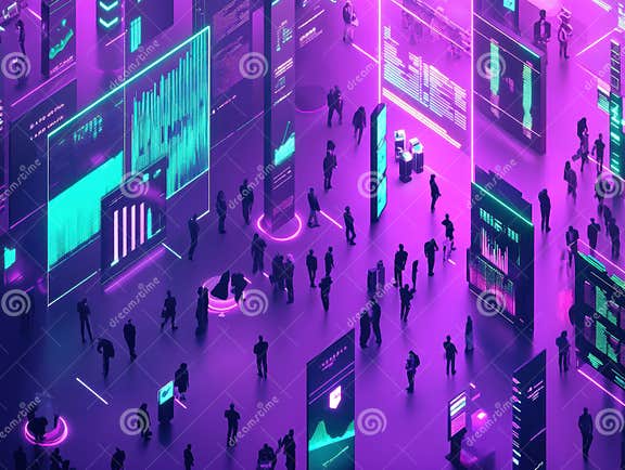 A Futuristic Data Center Scene, Featuring Towering Server Racks, Neon ...