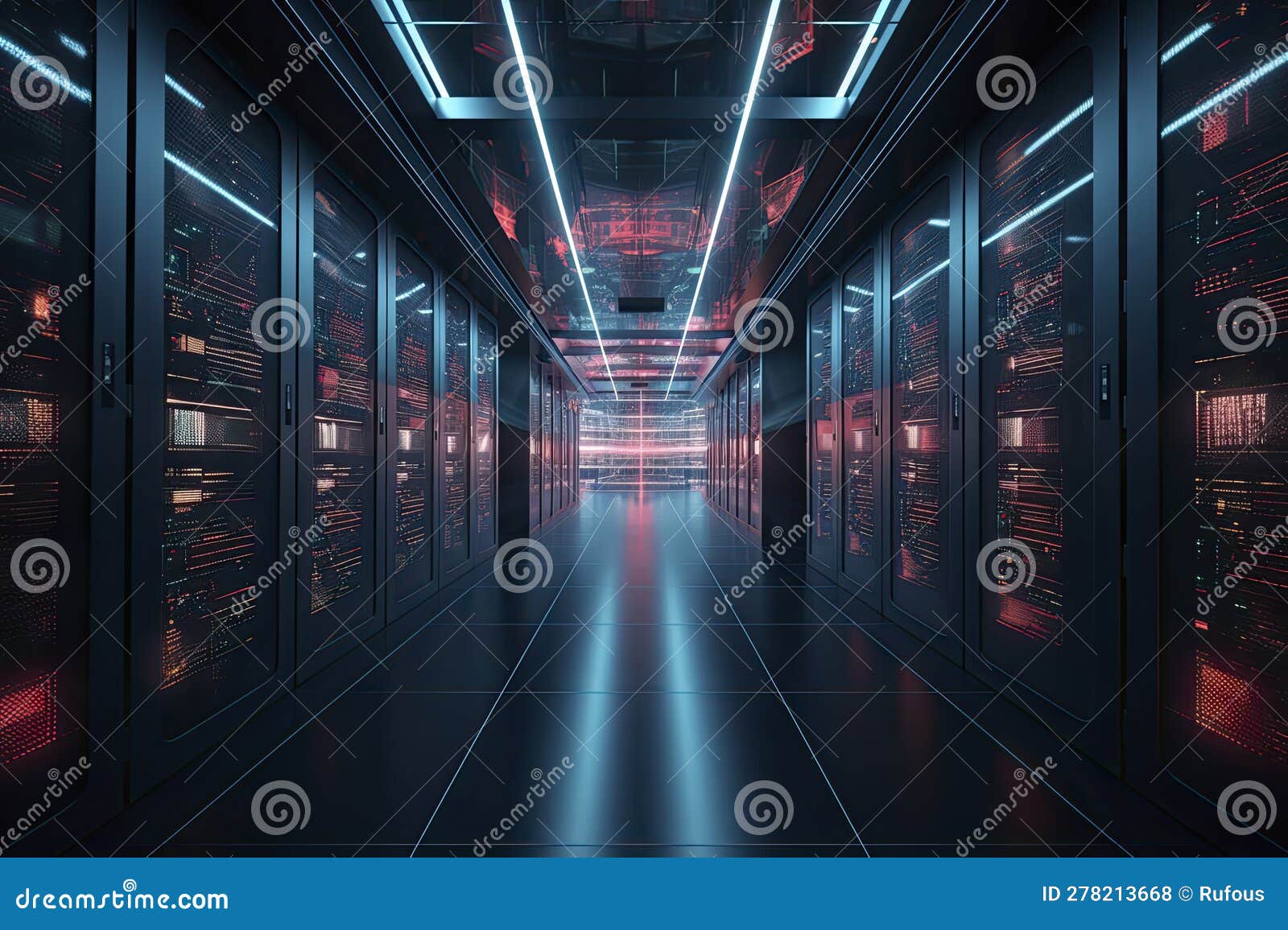 Futuristic Data Center with Selective Focus Effect. Abstract Background ...