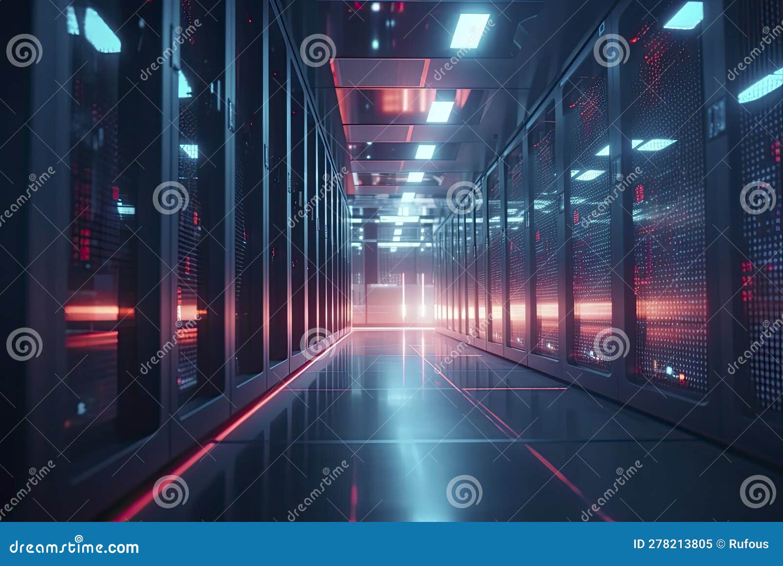 Futuristic Data Center with Selective Focus Effect. Abstract Background ...