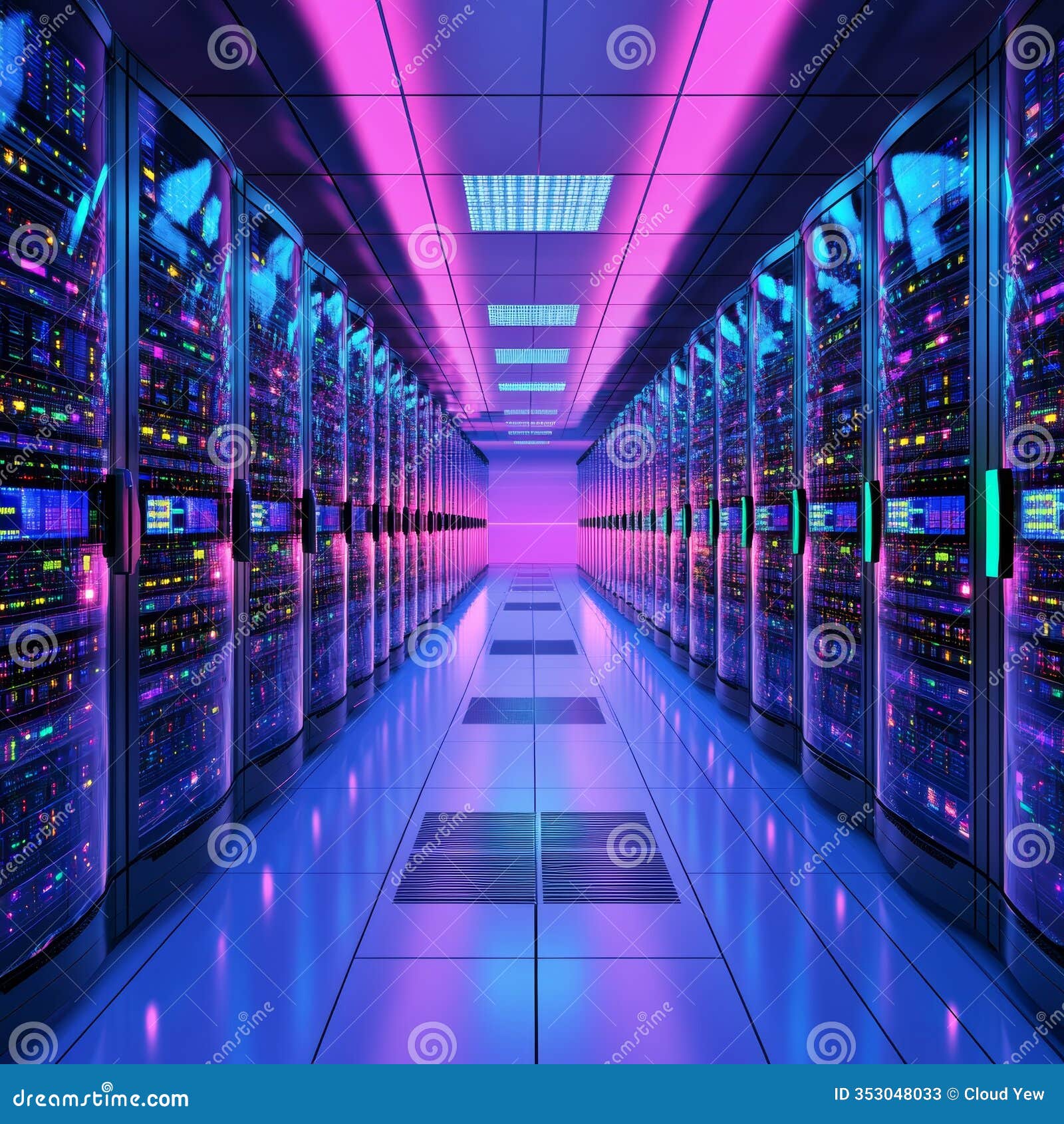 Futuristic Data Center with Vibrant Lighting and High-Tech Server Racks ...