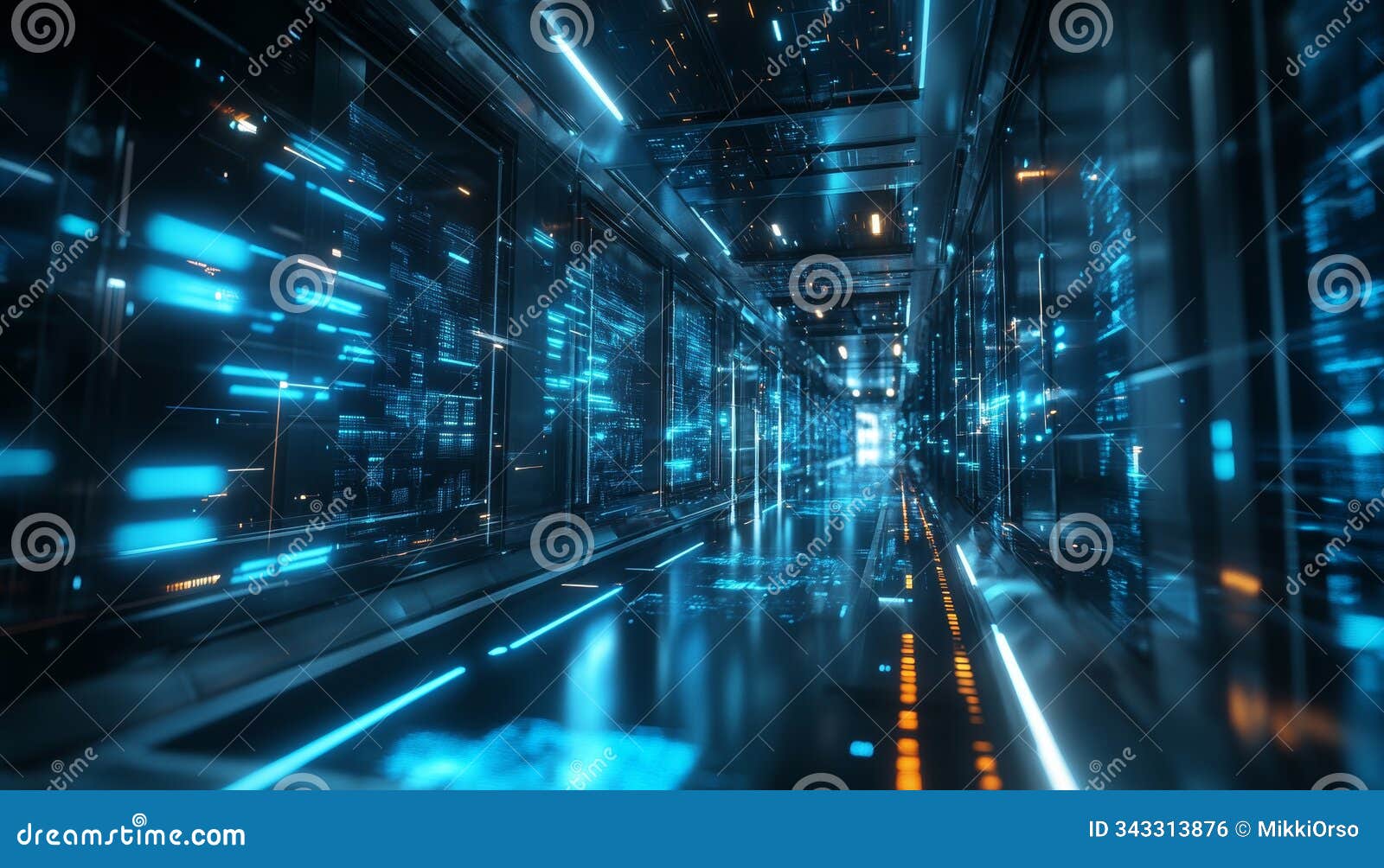 Futuristic Data Center Visualizing Digital Information Flow and ...