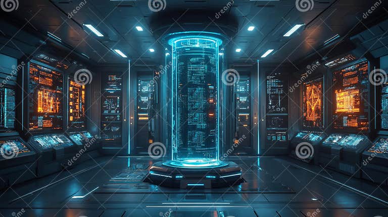 Futuristic Data Core in a Sci-Fi Control Room Generative AI Stock ...