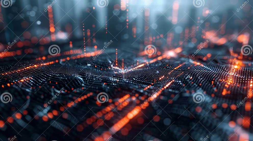 Futuristic Data Flowing through Complex Network Visualization Stock Photo - Image of background ...