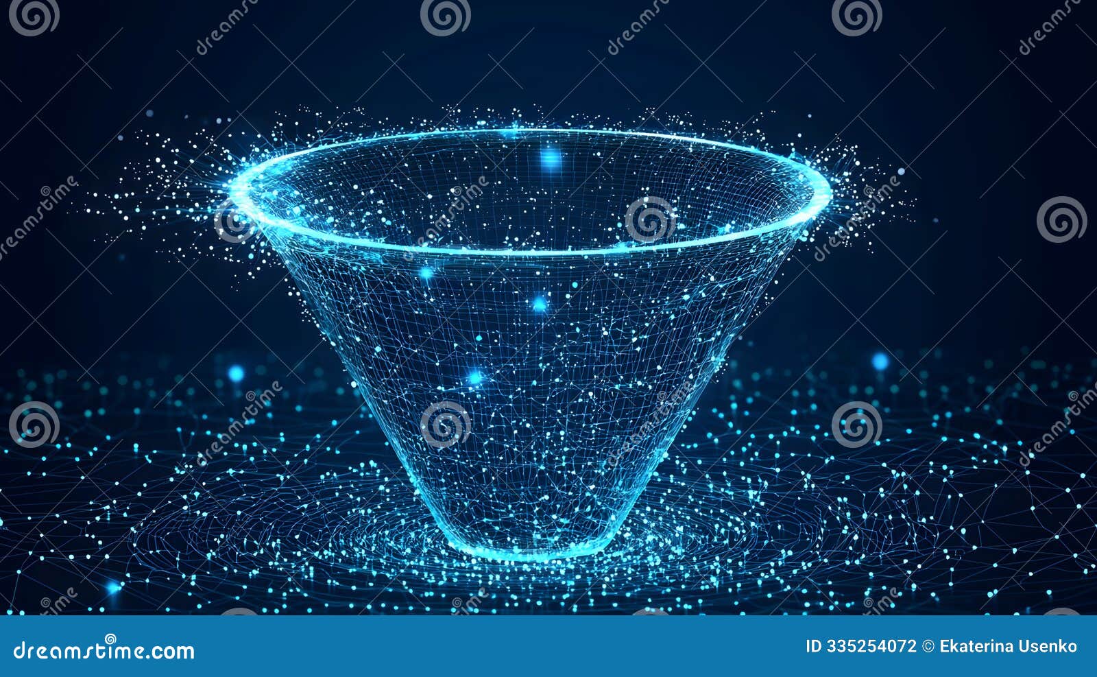 Futuristic Data Funnel with Digital Stream Flow Stock Illustration ...