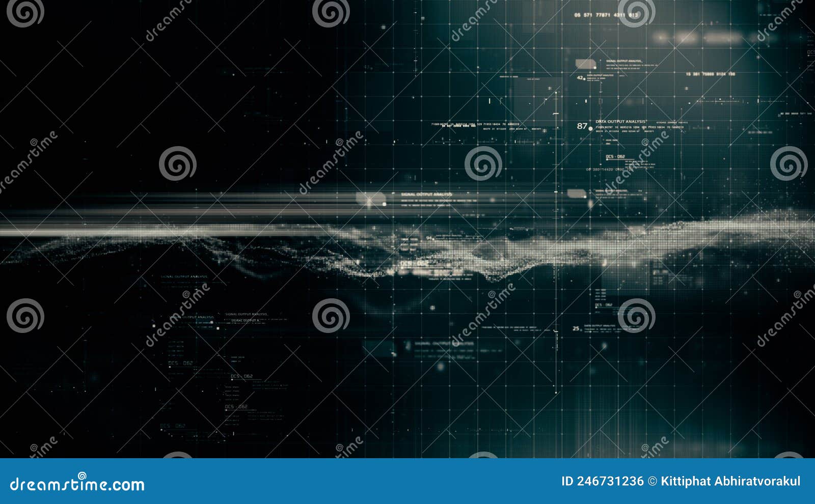 Futuristic Data Matrix Simulation HUD Background Stock Illustration ...
