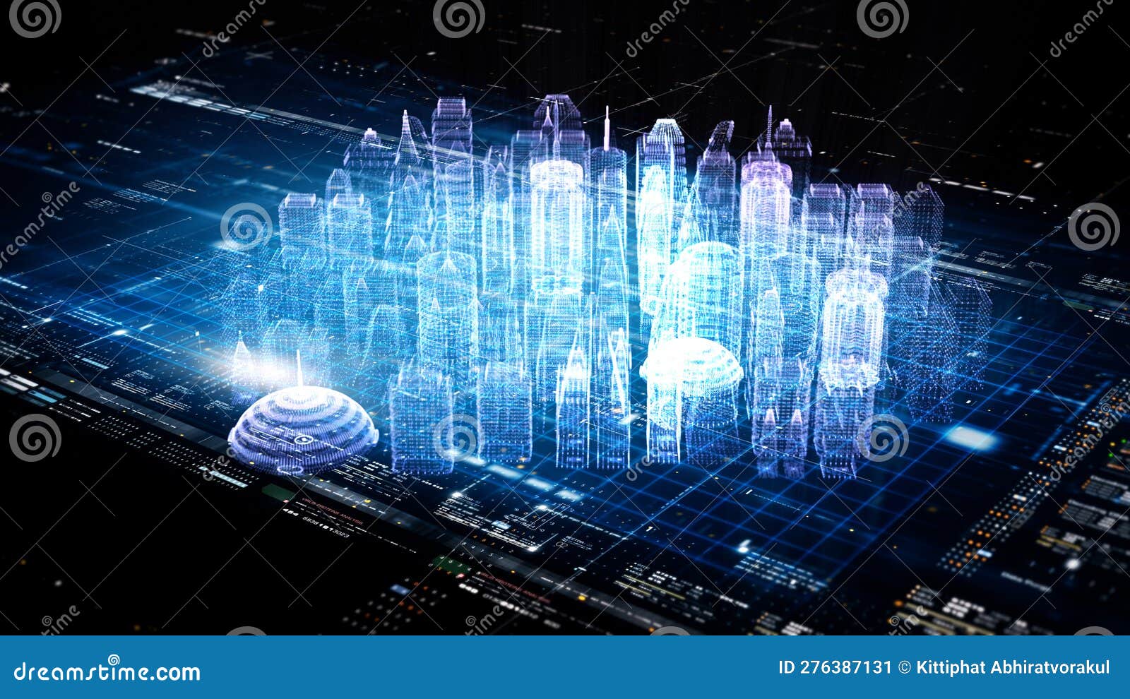 Futuristic Matrix Data Simulation HUD Background Stock Illustration ...