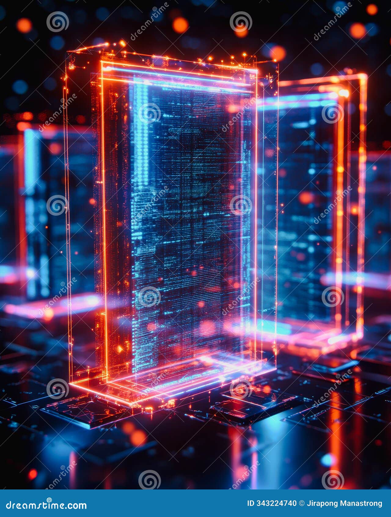 Futuristic Data Network with Floating Documents Stock Photo - Image of ...