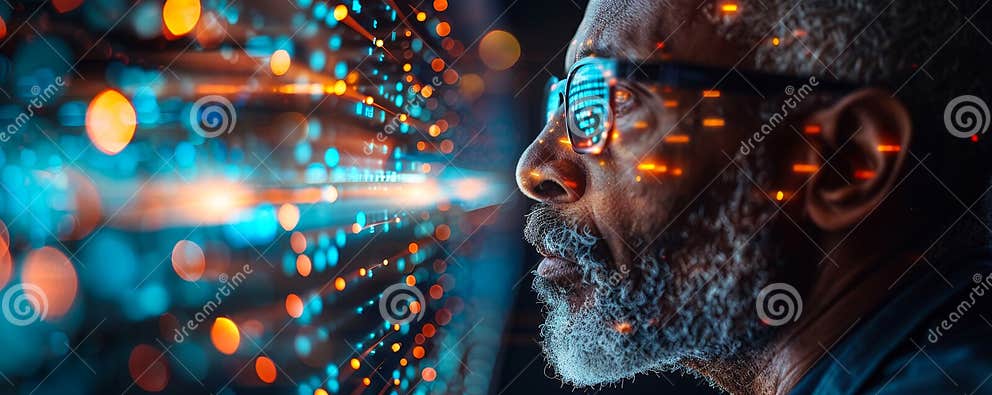 Futuristic Data Scientist Engineer Analyzing AI Algorithm Coding on ...