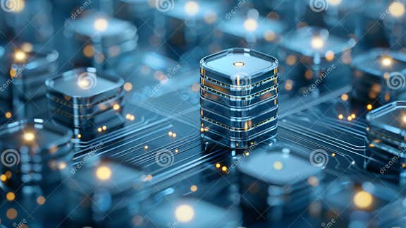 Futuristic Data Storage Concept with Digital Cubes and Connections ...