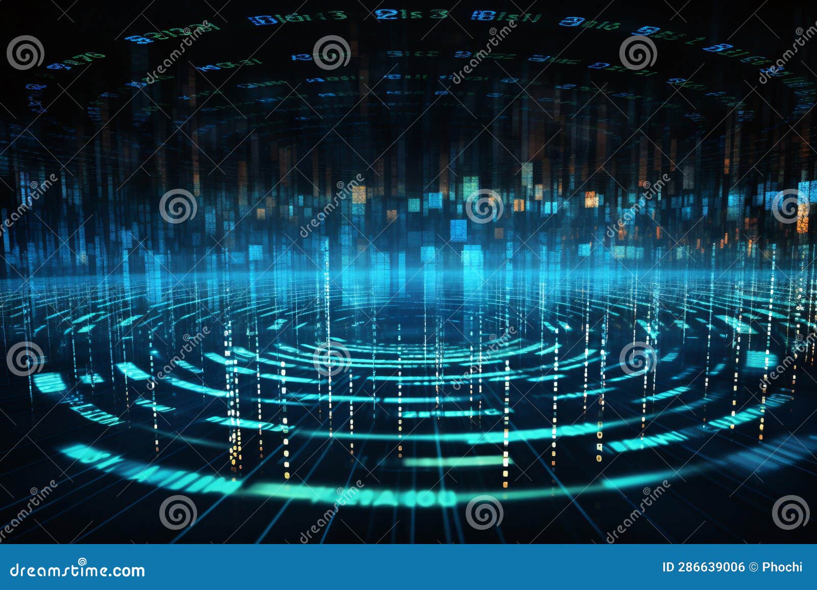 Futuristic Data Stream in Blue Glowing Light Stock Illustration ...