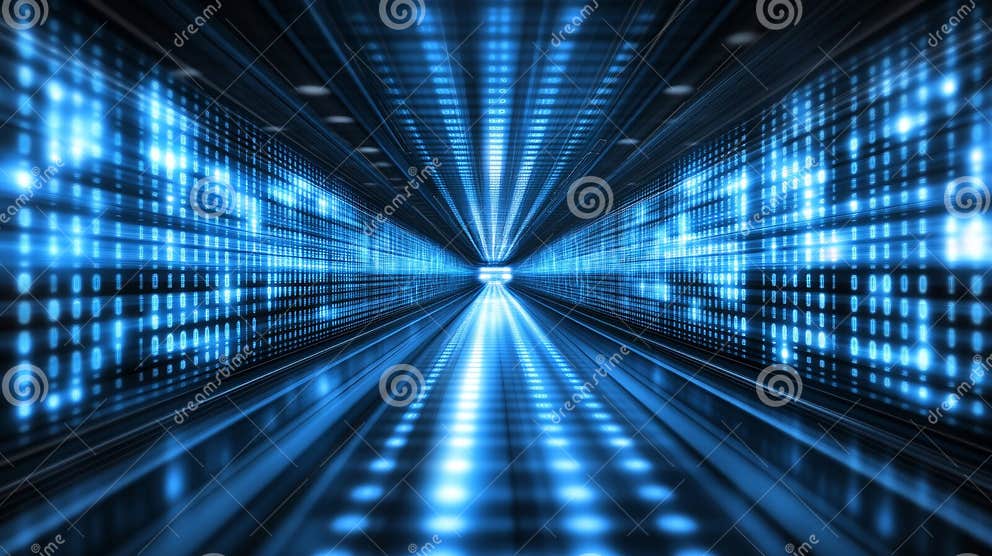 Futuristic Data Stream Blue Neon Glowing Lines, Motion Blur Effect, Sci ...