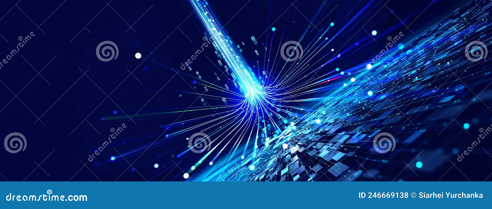 Futuristic Data Stream 3d Illustration. Data Transfer Technology Stock ...