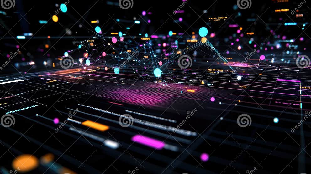 Futuristic Data Stream Flowing on Digital Interface Showing Global ...