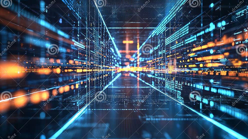 Futuristic Data Stream in a High-tech Digital Network Stock Photo ...