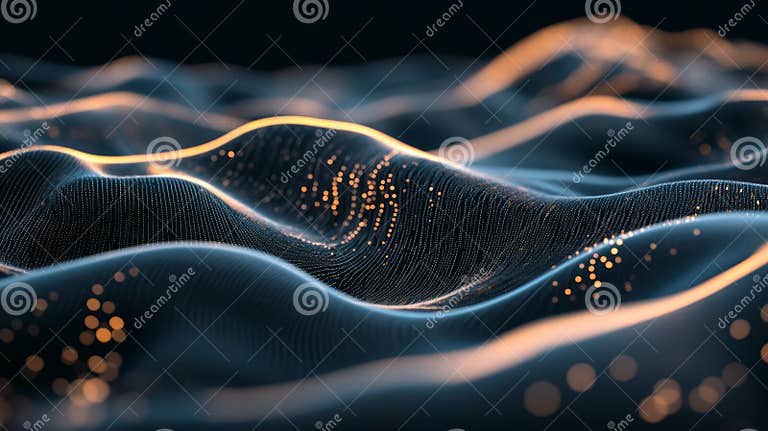 Futuristic Data Stream Network with Waves and Glowing Particles Stock ...