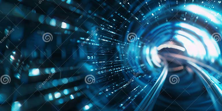 The Futuristic Data Stream Tunnel is a Visualization of Digital Data ...