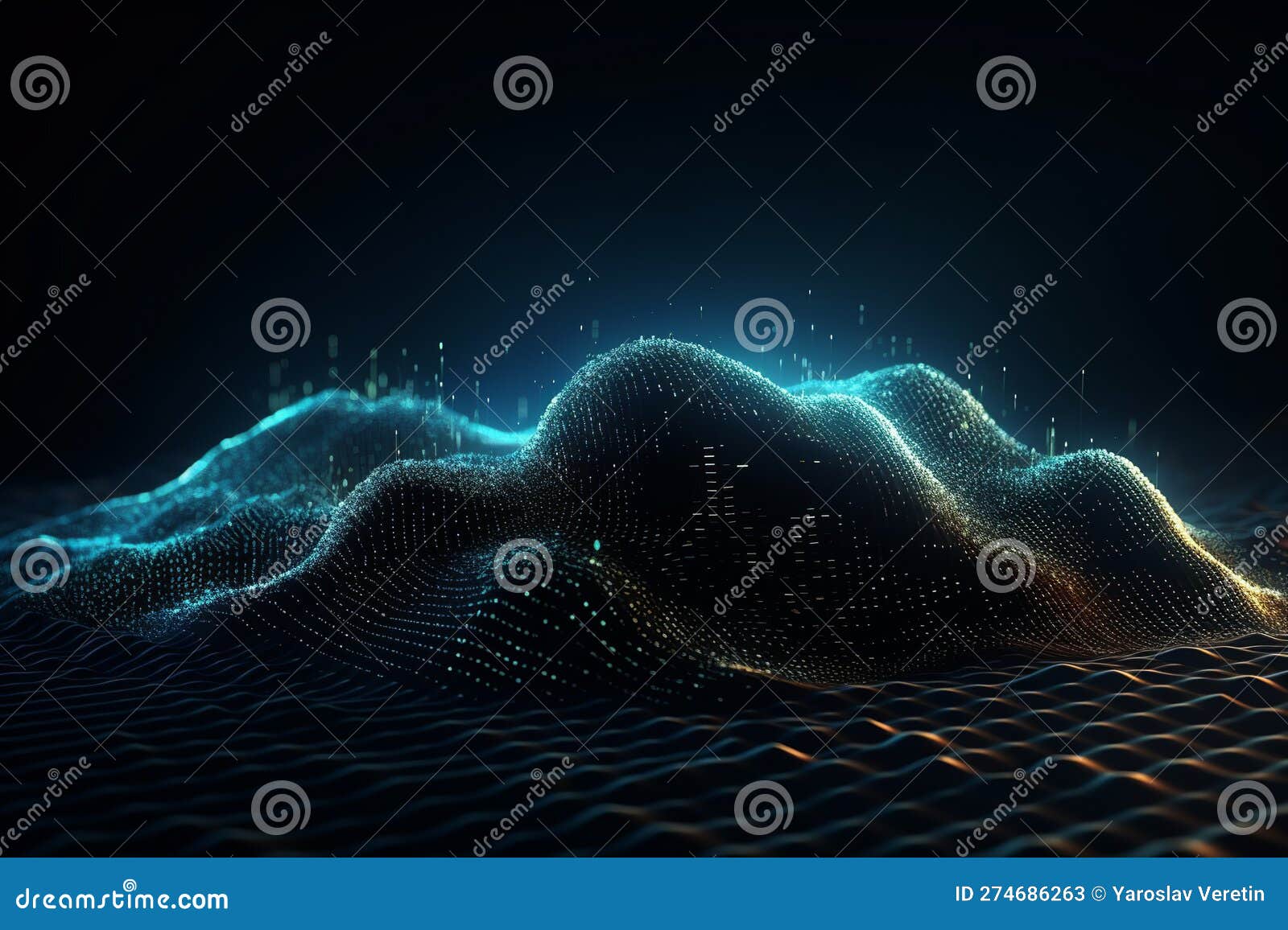 Futuristic Data Technology Landscape with Binary Code and 3D Waves ...