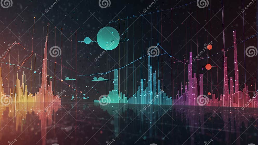 Futuristic Data Visualization with Colorful Graphs and Abstract Elements Stock Illustration ...