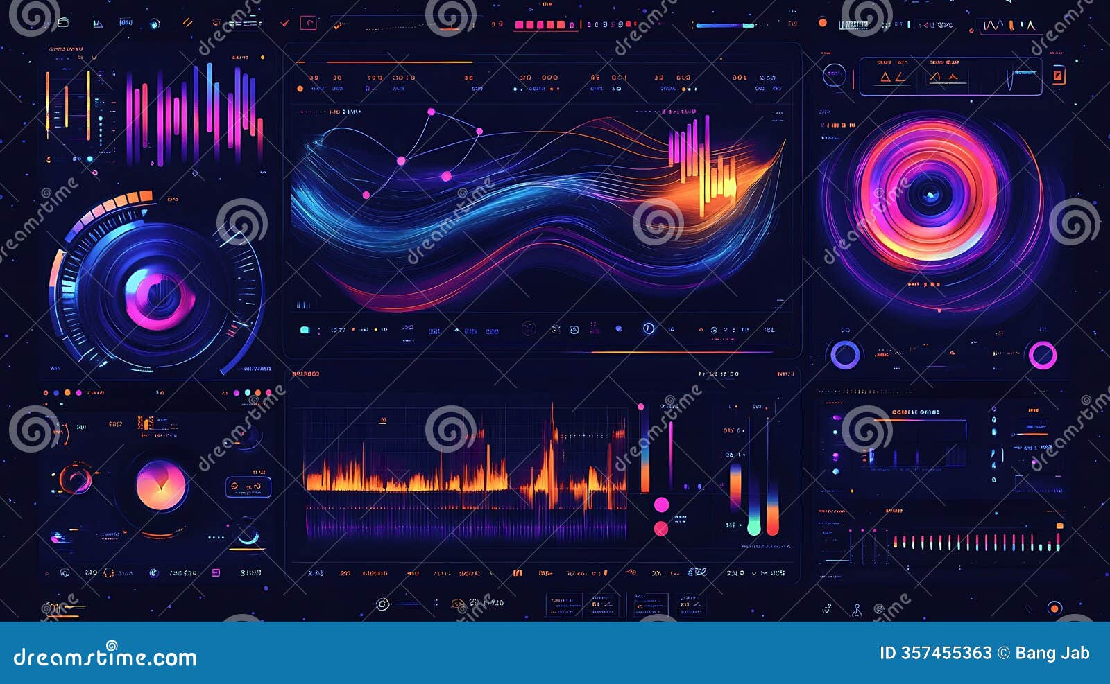 Futuristic Data Visualization Interface Neon Display Stock Illustration ...