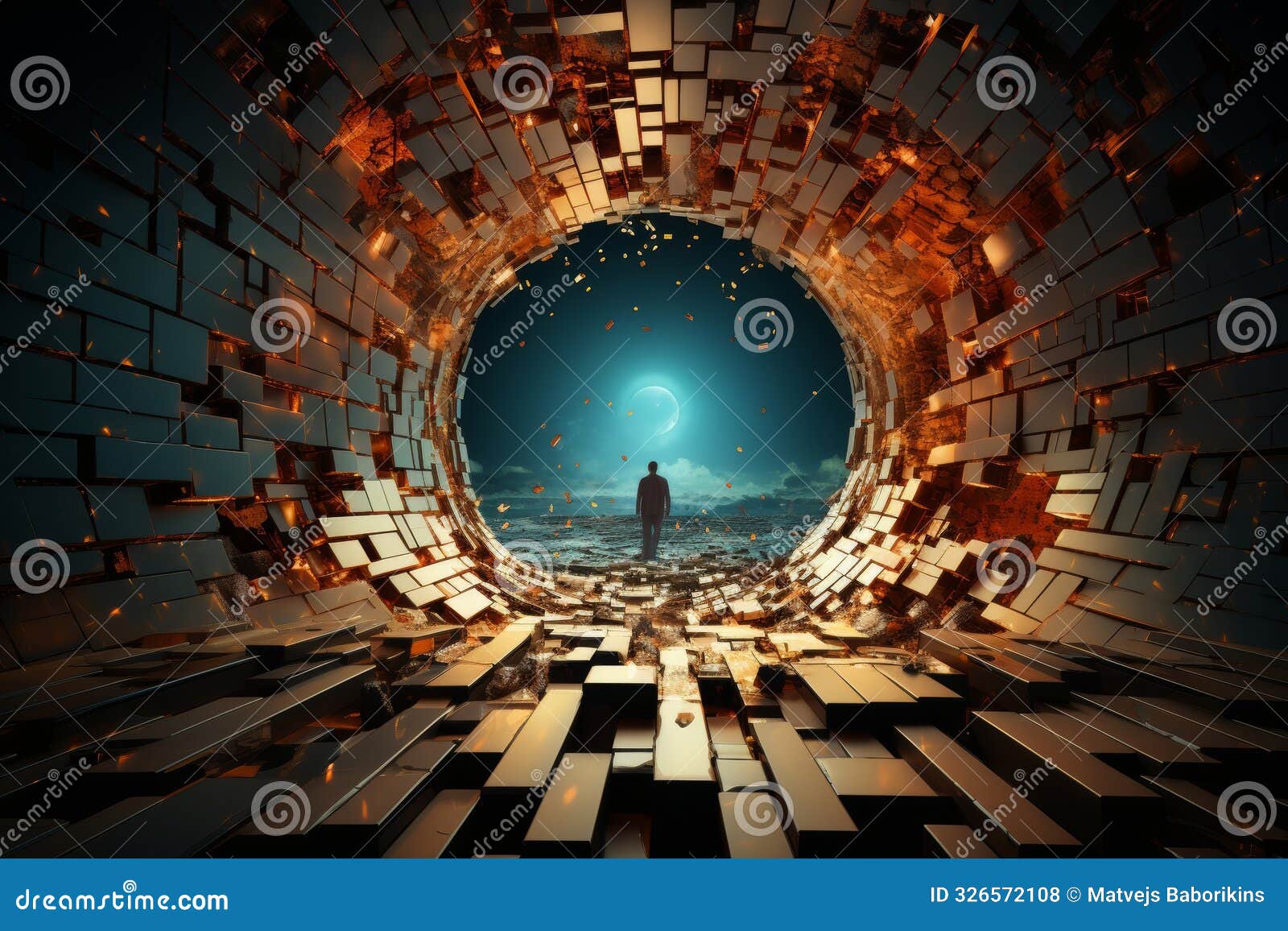 Futuristic Data Wave Emerging from Keyhole in Real Life Setting on ...