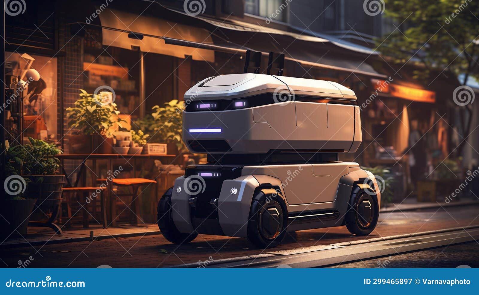 Futuristic Deliveries: Autonomous Electric Robot Car in Action Stock ...