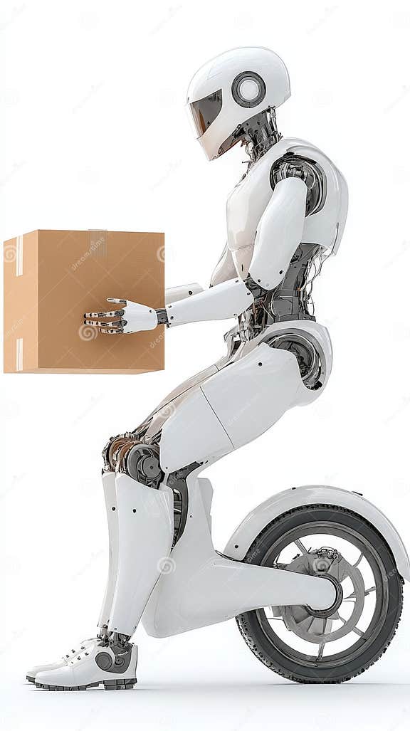 Futuristic Delivery Robot Carrying Package Symbolizing Automation AI Driven Logistics Evolution ...