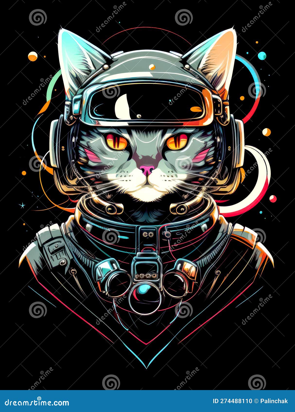 Cat in a Space Military Uniform. AI Generated Stock Illustration ...