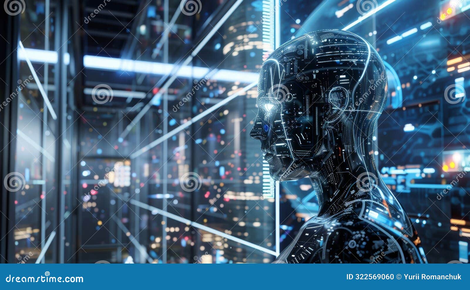 Futuristic Depiction of Data Processing, Ai, and Technology in Government and Public Sectors ...