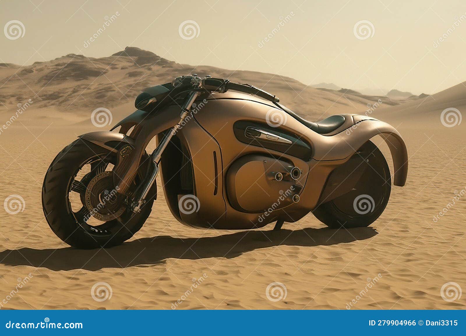 Futuristic Desert Motorcycle: Powerful and Sleek Machine in a Vast ...