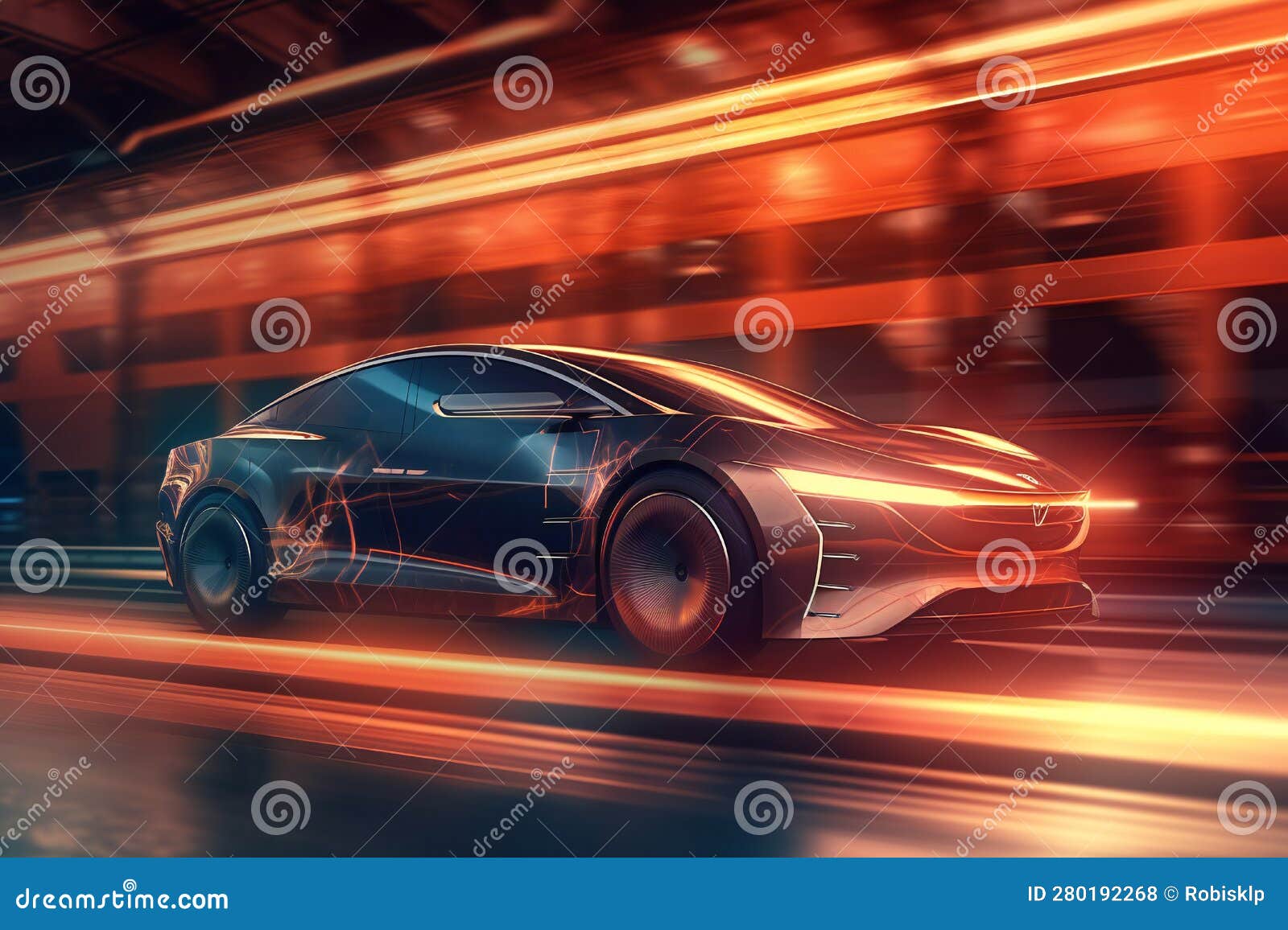 Futuristic Design of Electric Car Concept Stock Illustration ...
